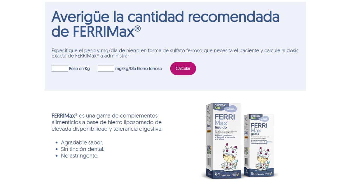 Calculadora FERRIMax®️ de Laboratorios Ordesa